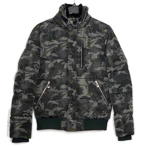 NOIZE Jackets & Coats | Noize Camo Quilted Removable Hoodie Bomber ...